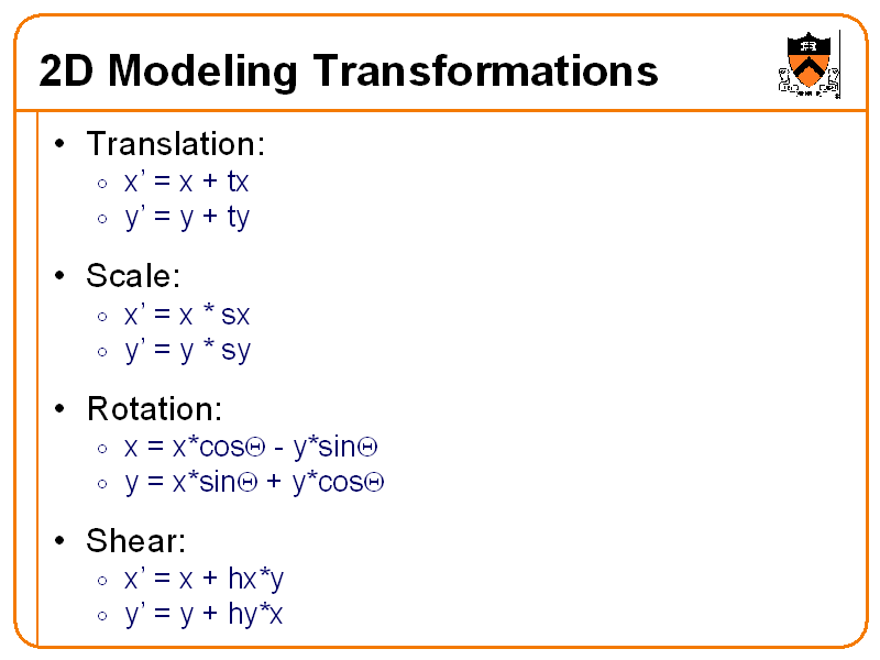 2D Modeling Transformations
