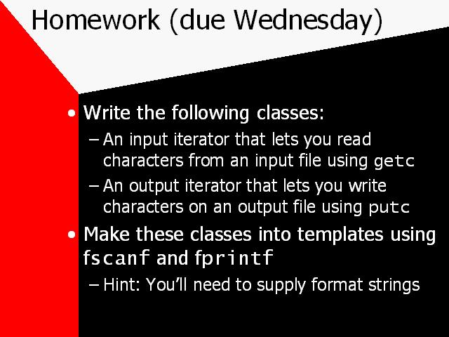 Homework (due Wednesday)
